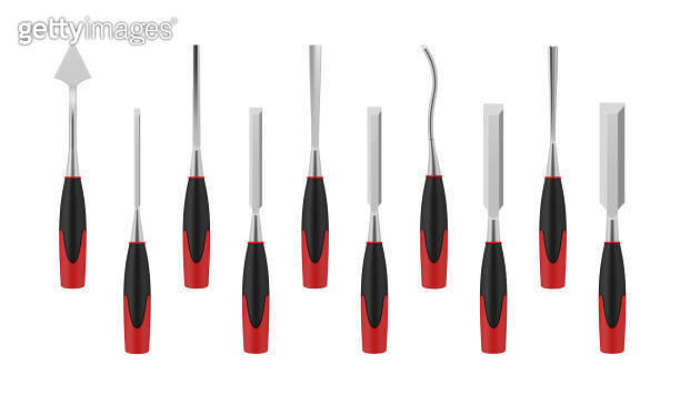 Chisels set wood carving carpentry metallic tool with black and red ...