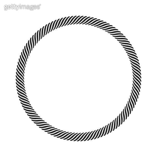 Black rope circle frame illustration on white background 이미지 ...