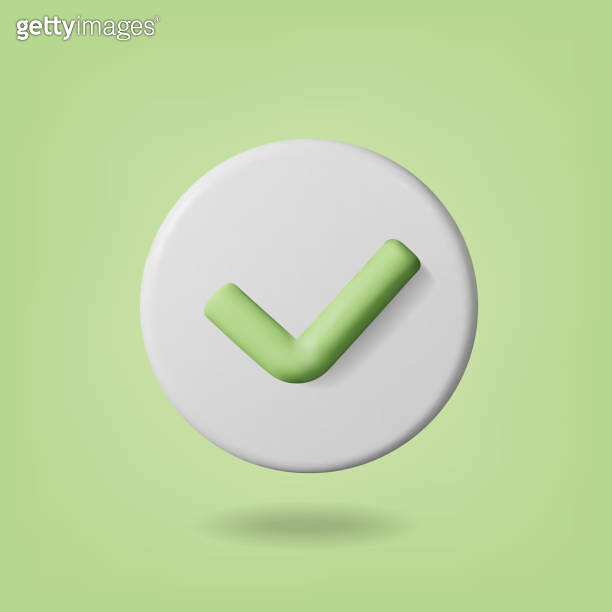 3d green checkmark icon on white circle 이미지 (2103653650) - 게티이미지뱅크