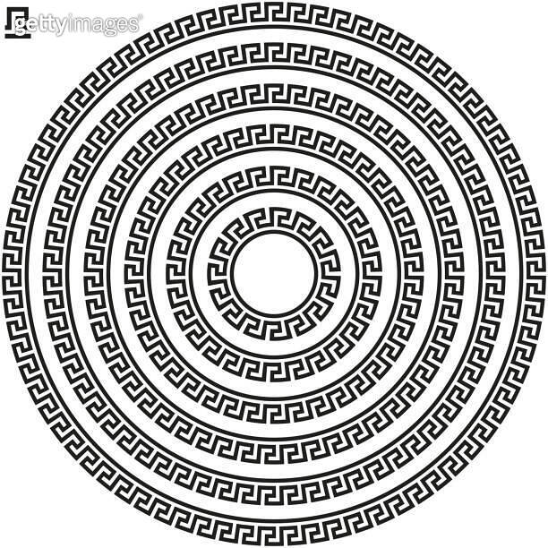 Vector set of round Greek Key borders in various sizes, with brush ...