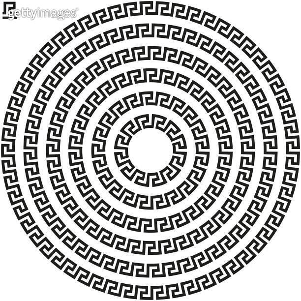 Vector set of round Greek Key borders in various sizes, with brush ...
