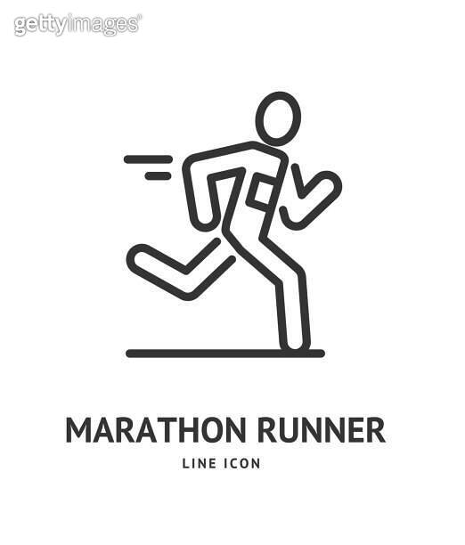 Marathon Runner Sign Thin Line Icon Emblem Concept. Vector 이미지 ...