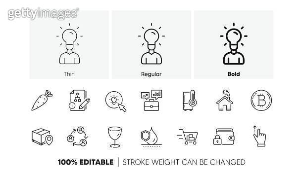 Bitcoin, Lock and Glass line icons. For web app, printing. Line icons. Vector 이미지 (2172346697 ...