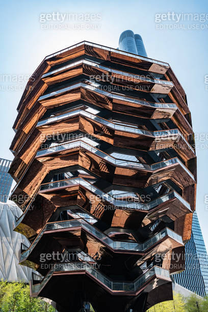 Hudson Yards. The Vessel. Modern Art staircase. Honeycomb design ...