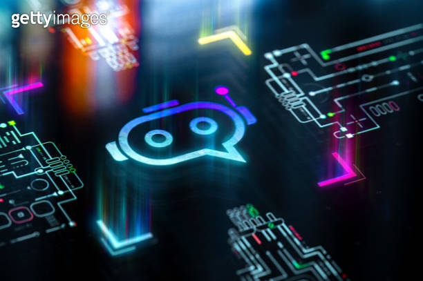 Chatbot concept background. Chatbot central core processing and ...