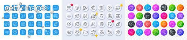 Stay home, Difficult stress and Medical mask line icons. For web app ...