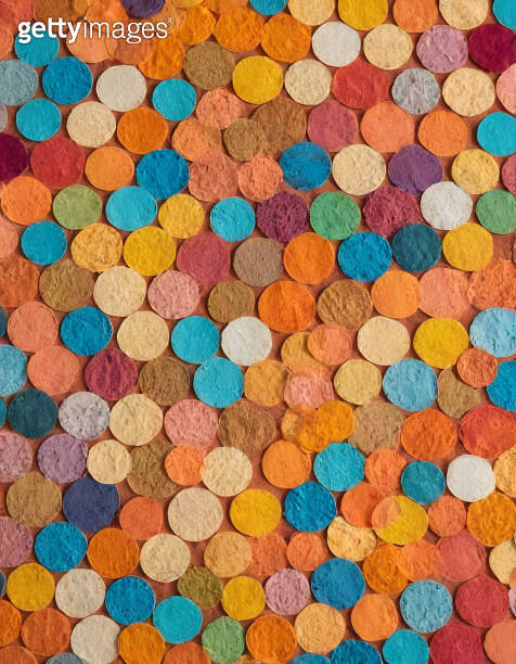Visually striking abstract background, colorful paper circles of ...
