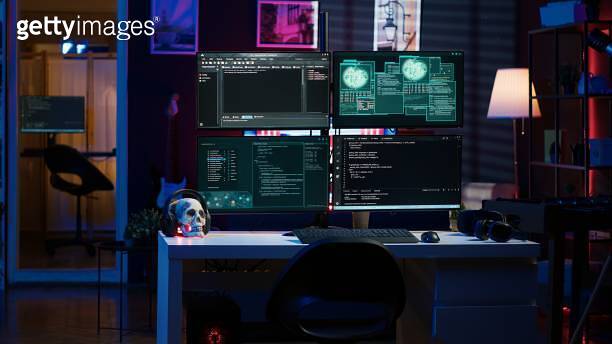 Script running on computer in secret base of operations used by hacker ...