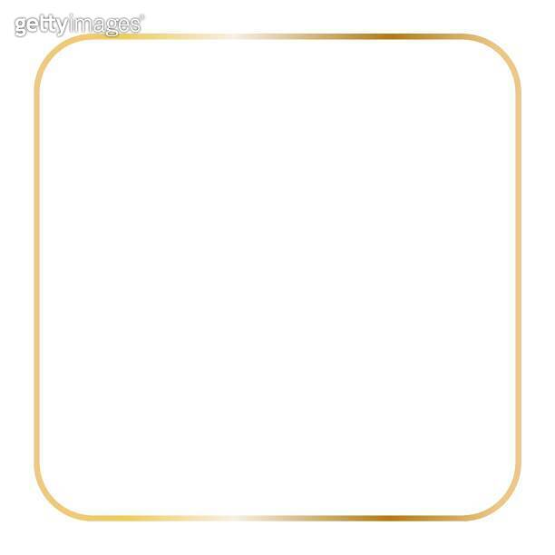 Gold square frame with rounded corners. Vector outline thin aesthetic border for invitations ...