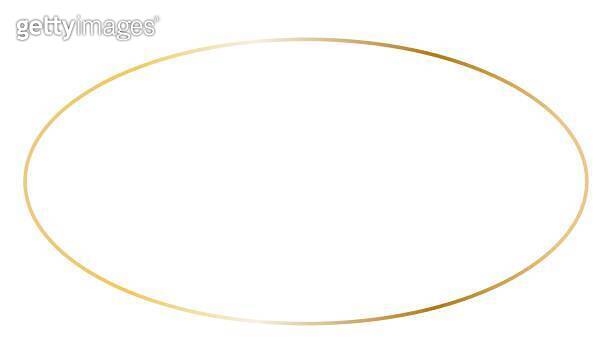 Gold ellipse horizontal frame. Vector outline thin oval aesthetic ...
