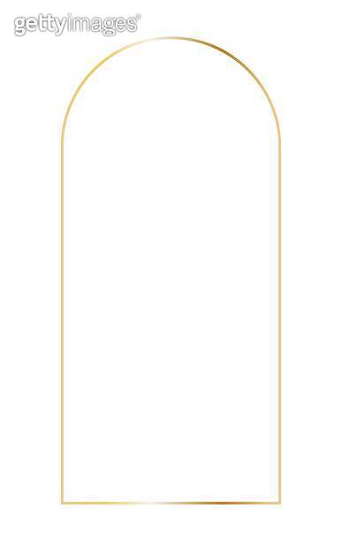 Gold arc long frame. Vector outline thin aesthetic border for ...