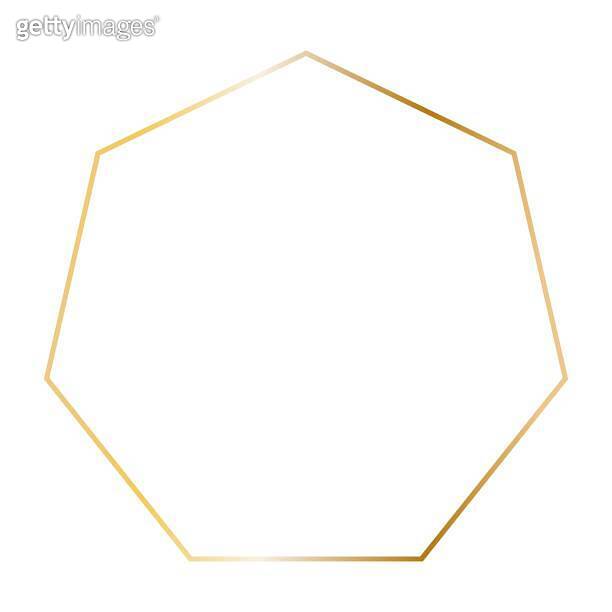 Gold polygon frame. Vector outline thin aesthetic border for ...
