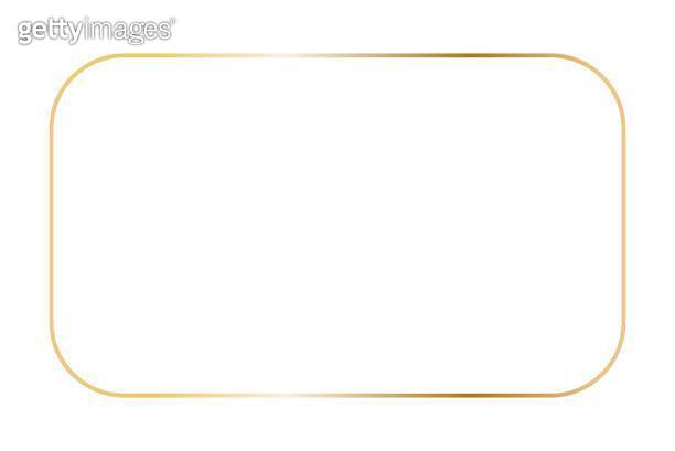 Gold rectangular frame with rounded corners. Vector outline aesthetic border for invitations ...