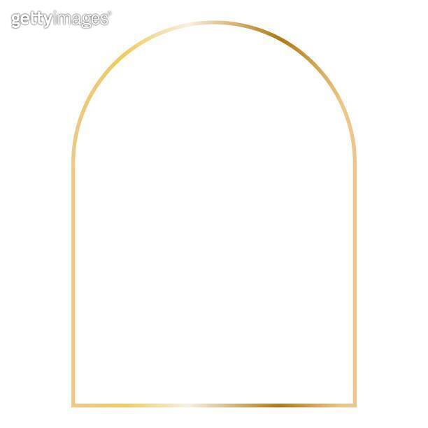 Gold arc frame. Vector outline thin aesthetic border for invitations ...