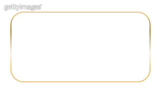 Gold rectangular frame with rounded corners. Vector outline thin aesthetic border for ...
