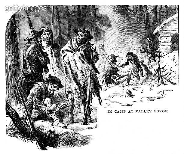 Continental Army Camped at Valley Forge during Winter, Pennsylvania ...