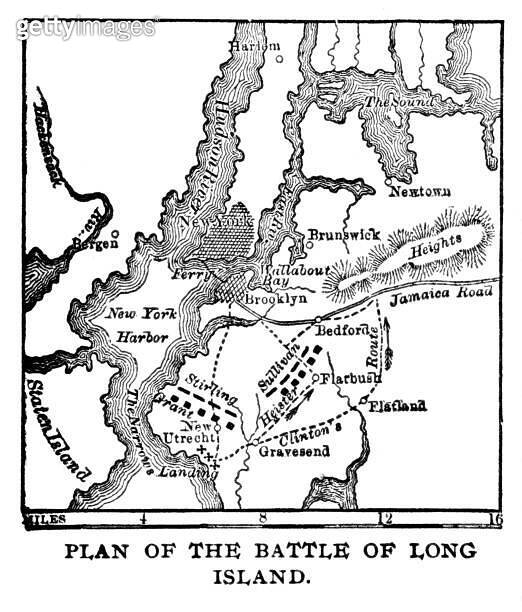 Map of Long Island Battle Plan, New York, United States, Revolutionary ...