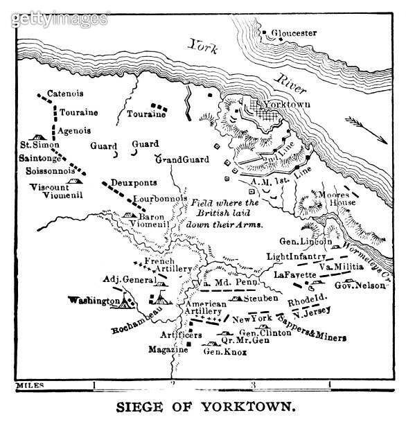 Map of Yorktown Siege, Virginia, United States, American Revolution ...