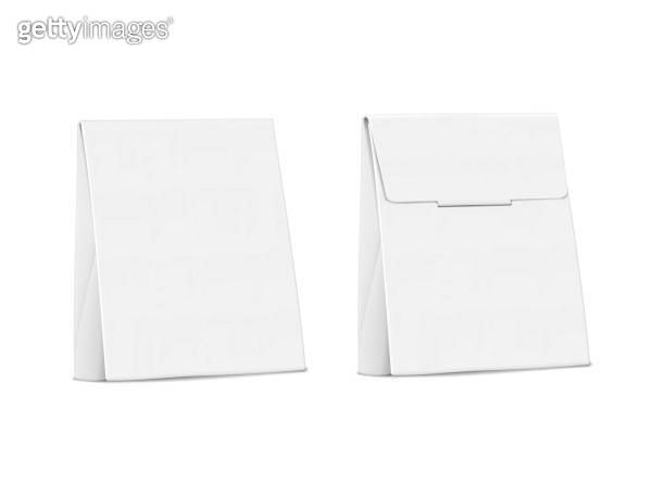 White blank square paper pinch top box. Front and back. Realistic 3d ...