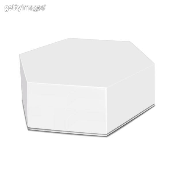 White blank paper hexagon box with separate lid. Realistic 3d vector ...