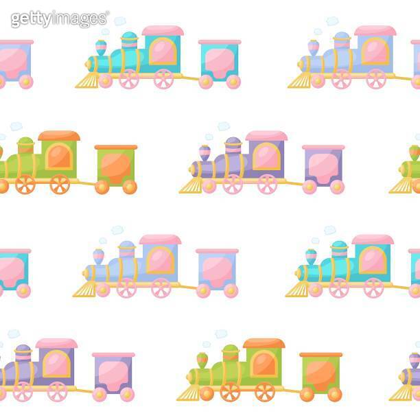 Cute children's seamless pattern with trains. Creative kids texture for ...