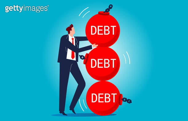 More and more debt, debt problems, overloaded debt or expense payments ...