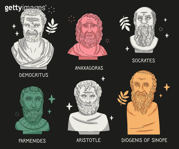 Bust statues of famous antique Greek philosophers, real portraits ...