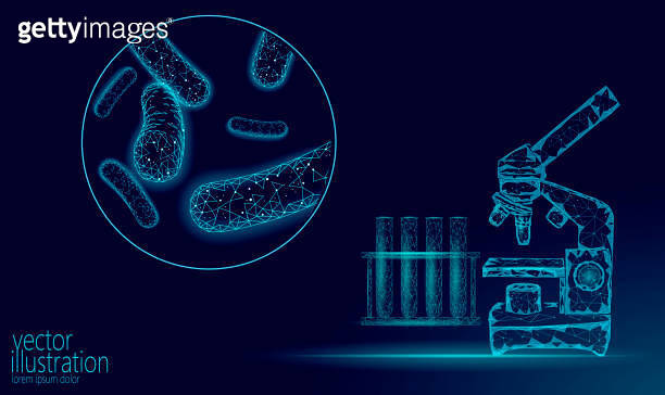 Bacteria microscope 3D low poly render probiotics. Healthy normal ...