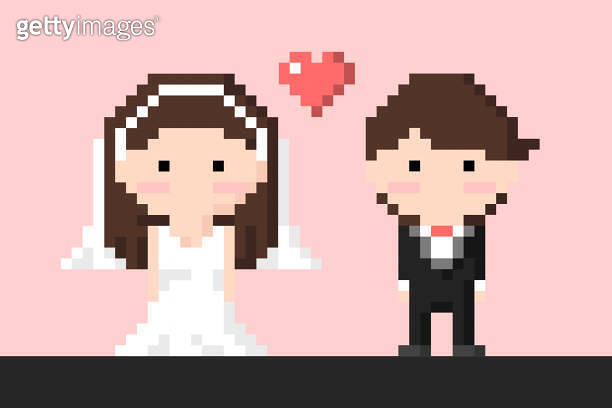 Man and Woman Couple in wedding dress and suit, bride and groom Icon ...