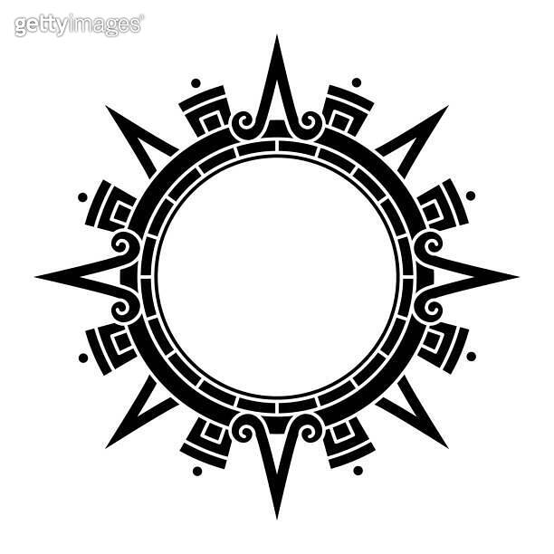 Aztec solar disk, sun symbol, representing Aztec sun deity Tonatiuh ...