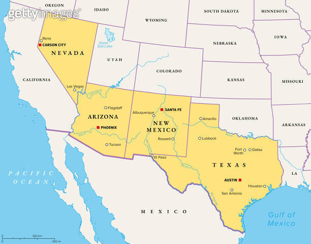 Southwest region of the United States, American Southwest, political ...