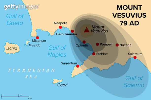 Eruption of Mount Vesuvius in 79 AD, stratovolcano in Italy, history ...