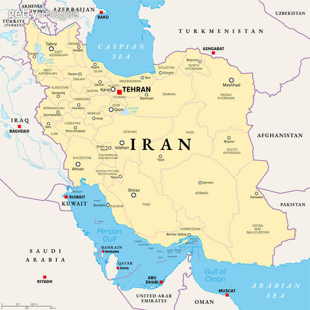 Iran, political map with provinces, borders, capital Tehran and major ...