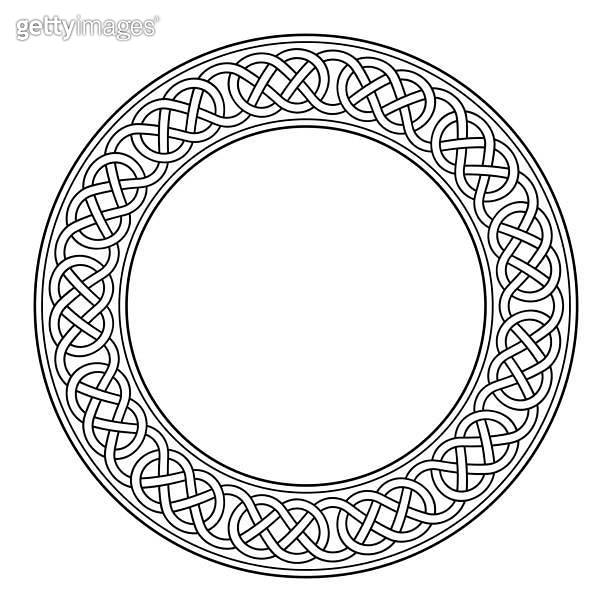 Circle frame with Celtic loop border knotwork, a sling knot pattern 이미지 ...