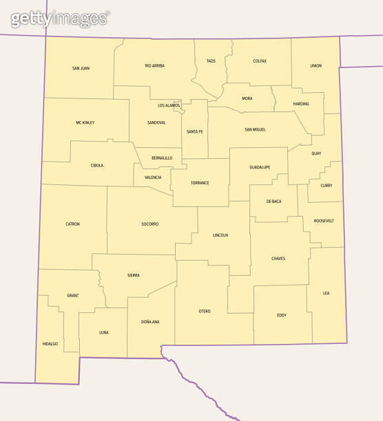 New Mexico, U.S. state subdivided into 33 counties, political map 이미지 ...