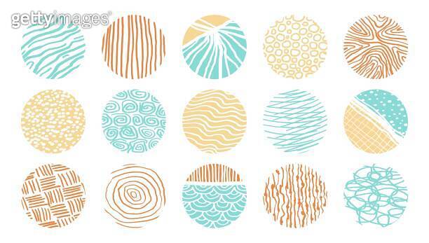 Abstract patterns. Round line texture, modern doodle art, contemporary ...