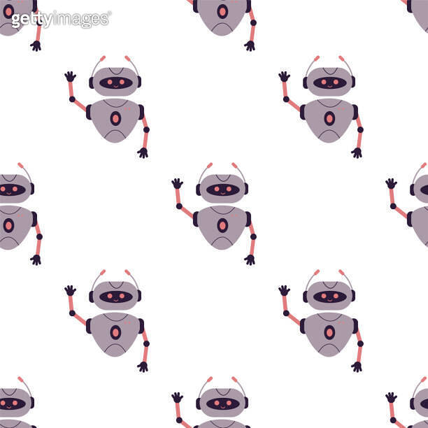 Cute robot chatbot texture, wallpaper template. Bot operator isolated ...