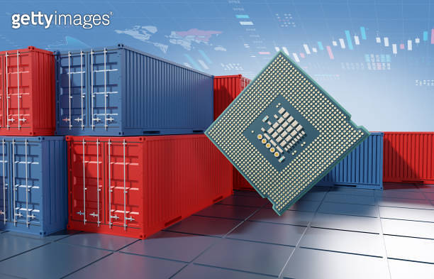 Container and computer chip, export import semiconductor industry, 3d ...