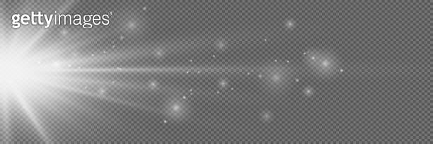 Flash light effect. Magic of white rays, glowing light and particle ...