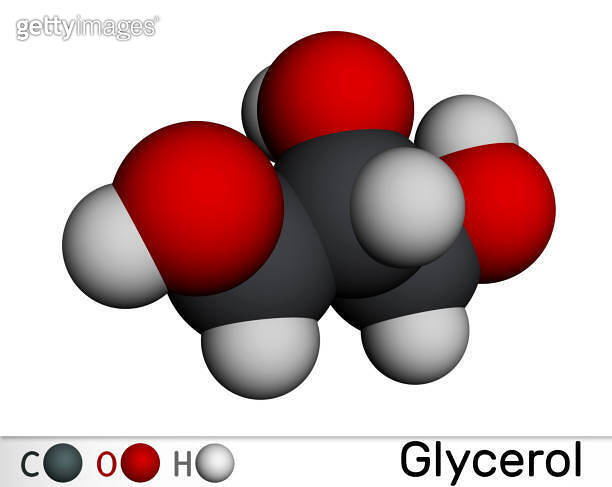 Glycerol, glycerine molecule. Molecular model. 3D rendering 이미지 ...