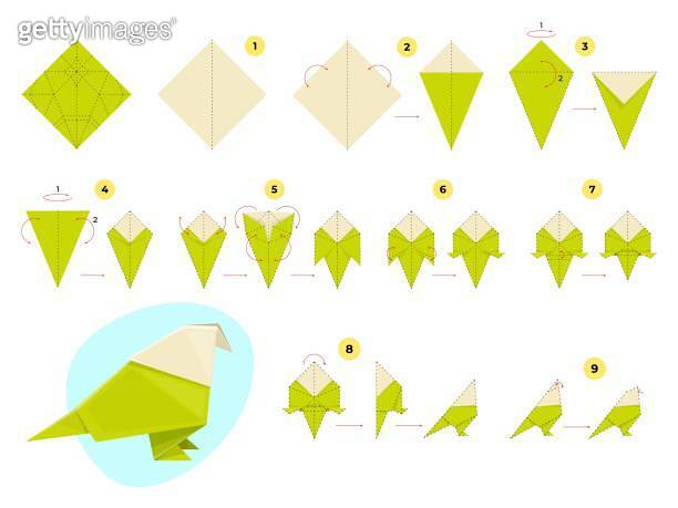 Step by step origami scheme. Instructions for bending and assembling ...