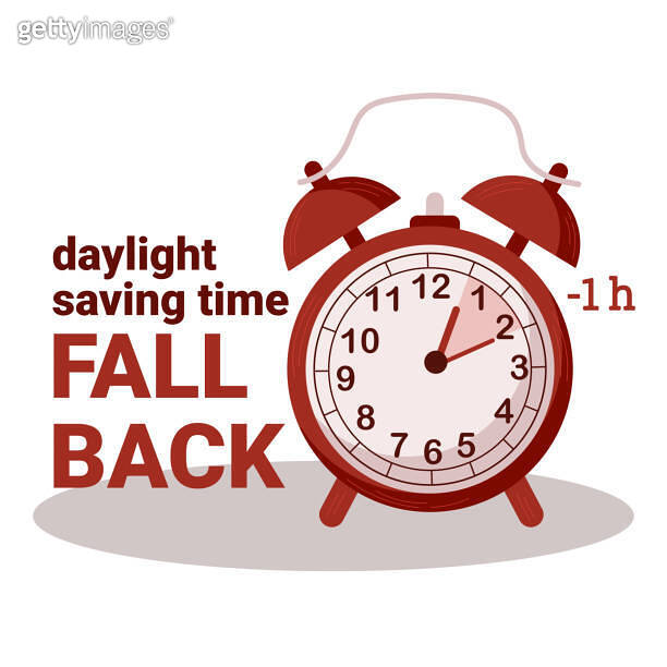 Fall Back, change clock back one hour. Daylight Saving Time.Autumn Fall ...