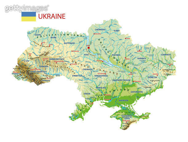 Topographic map of Ukraine. High detailed Ukraine physical map with ...