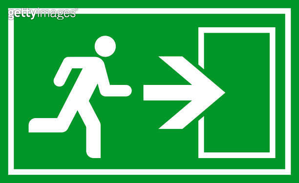 Running man and exit door sign. Exit way icon. Emergency exit. Safety ...