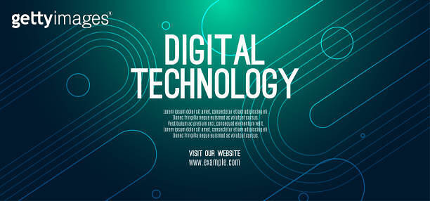 Digital Technology Speed Connect Blue Green Background Cyber Nano Information Abstract