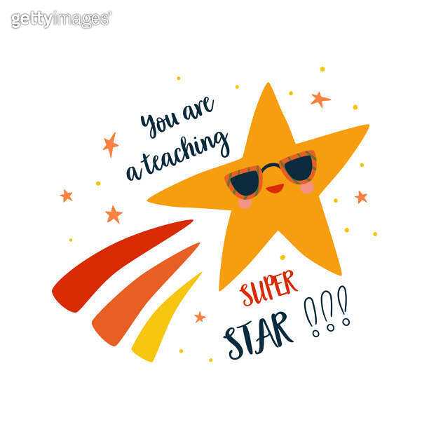 Thank you teacher greeting card with text You are a teaching Super Star ...