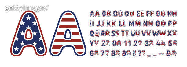 Stars and Stripes Alphabet USA Independence Day Letters and Numbers 이미지 ...