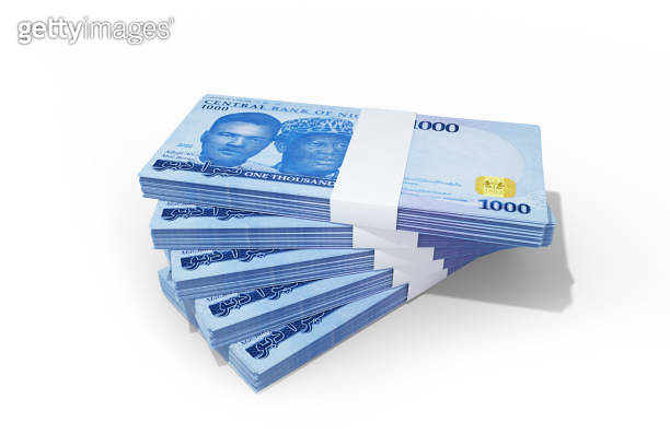 3d rendering of Stacks of Nigerian naira notes. bundles of Nigerian ...