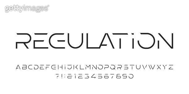 Regulation alphabet font. Modern letters and numbers. (2054779753) 일러스트 ...
