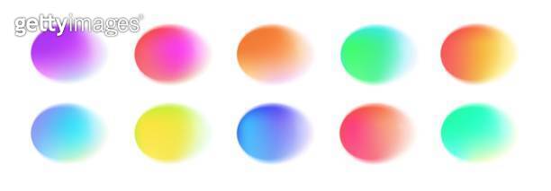 Color circle gradients. Abstract watercolor blur shapes. Colorful neon ...